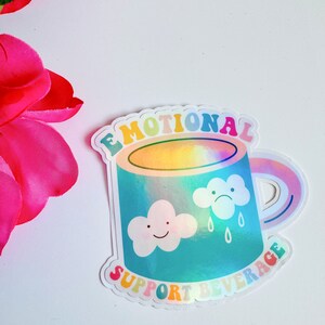 Emotional Support Beverage Sticker // Motivational Stickers, Glittery ...