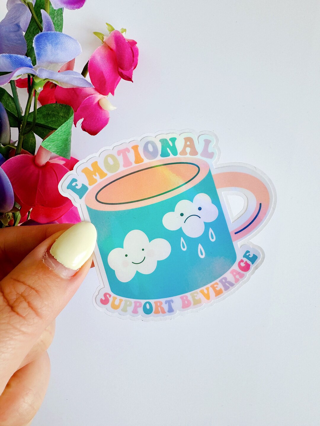 Emotional Support Beverage Sticker // Motivational Stickers, Glittery ...