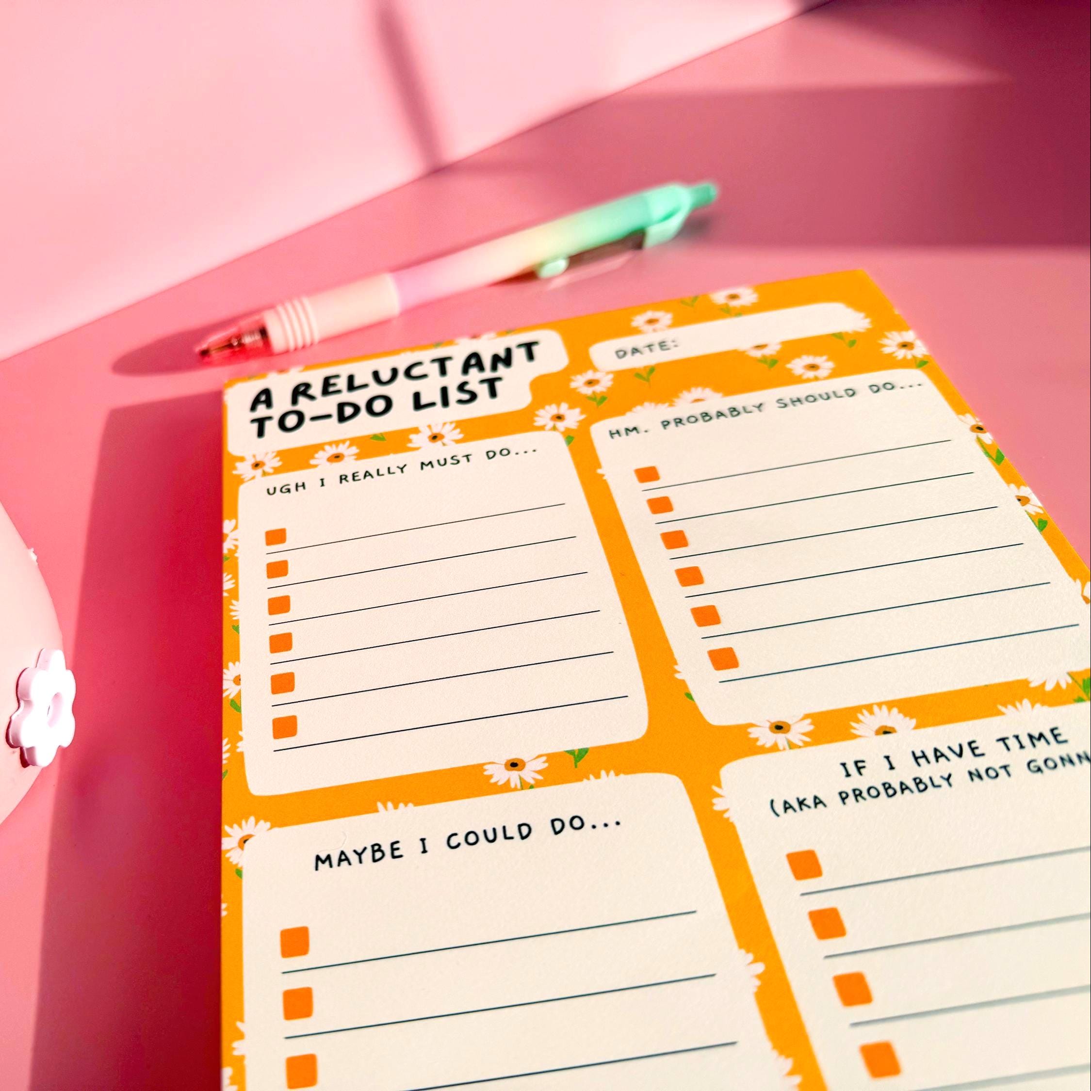 A5 Funny Notepad // Cute Floral Notepad, Yellow Desk Pad, To-do List ...