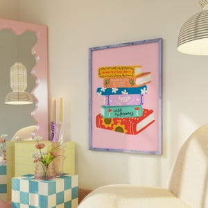 Stack of Books Art Print / Cottagecore Decor, Book Nook Wall Decor ...