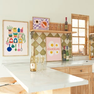 Colourful Kitchen Print // Kitchen Wall Decor, Kitchen Illustration ...