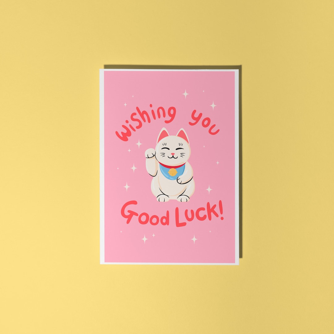 Good Luck Card | Japanese Maneki Neko Lucky Cat Greeting Card - Etsy