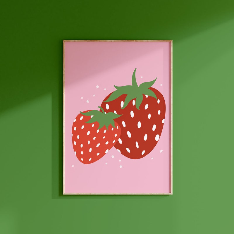 Strawberry Print - Etsy