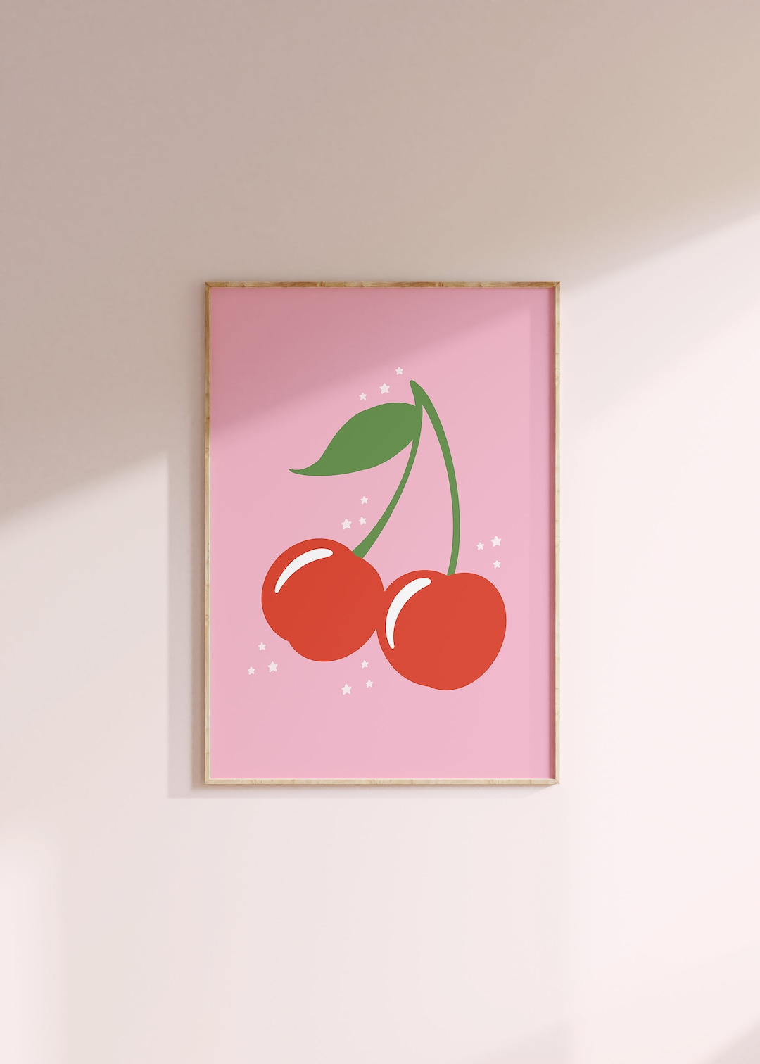Cute Cherry Print // Cherry Wall Art, Cute Fruit Print, 90s Nostalgia ...