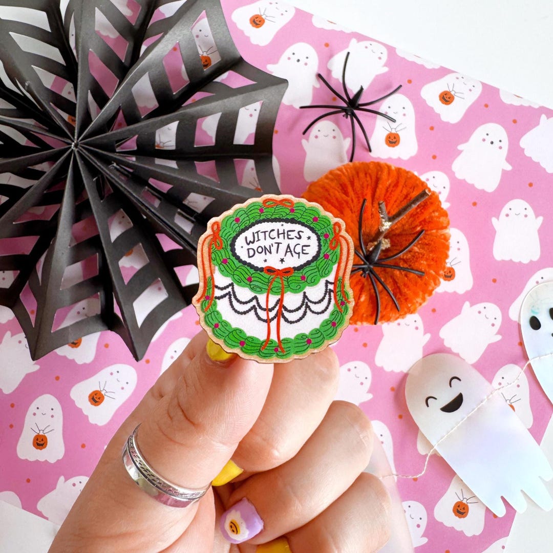 Witches Don't Age Pin Badge | Eco Friendly Wooden Gifts | Funny ...