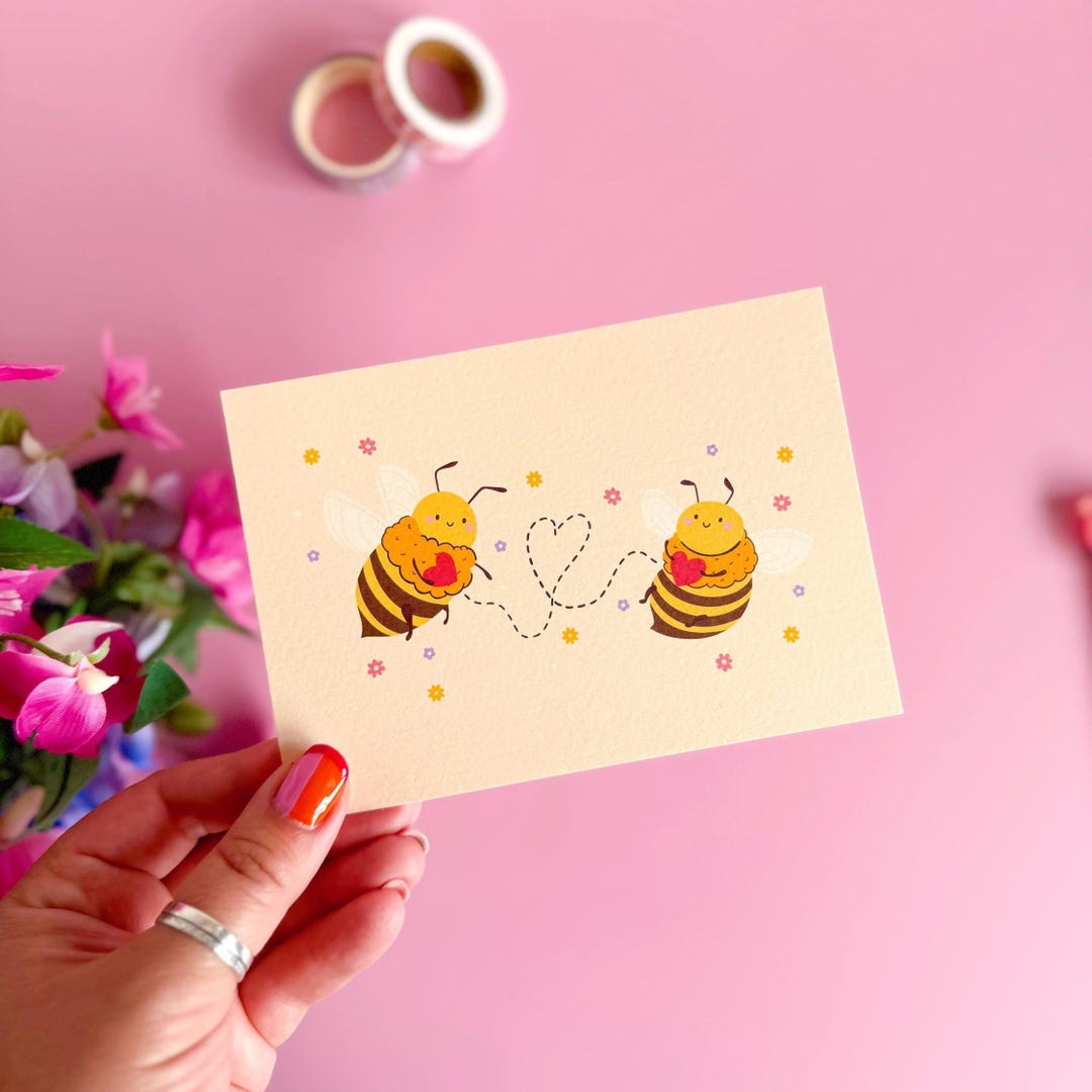 Bumble Bee Postcard | Snail Mail Gift | Thinking of You A6 Mini Print ...