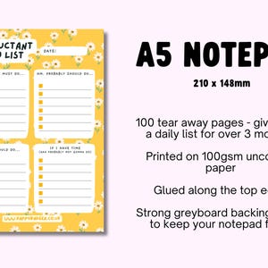A5 Funny Notepad // Cute Floral Notepad, Yellow Desk Pad, To-do List ...