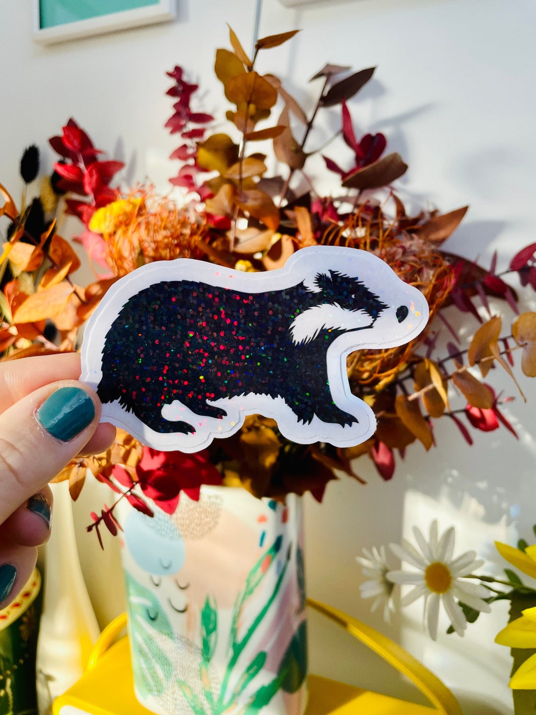 Holographic Badger Sticker // Cute Animal Stickers, Shiny Stickers ...