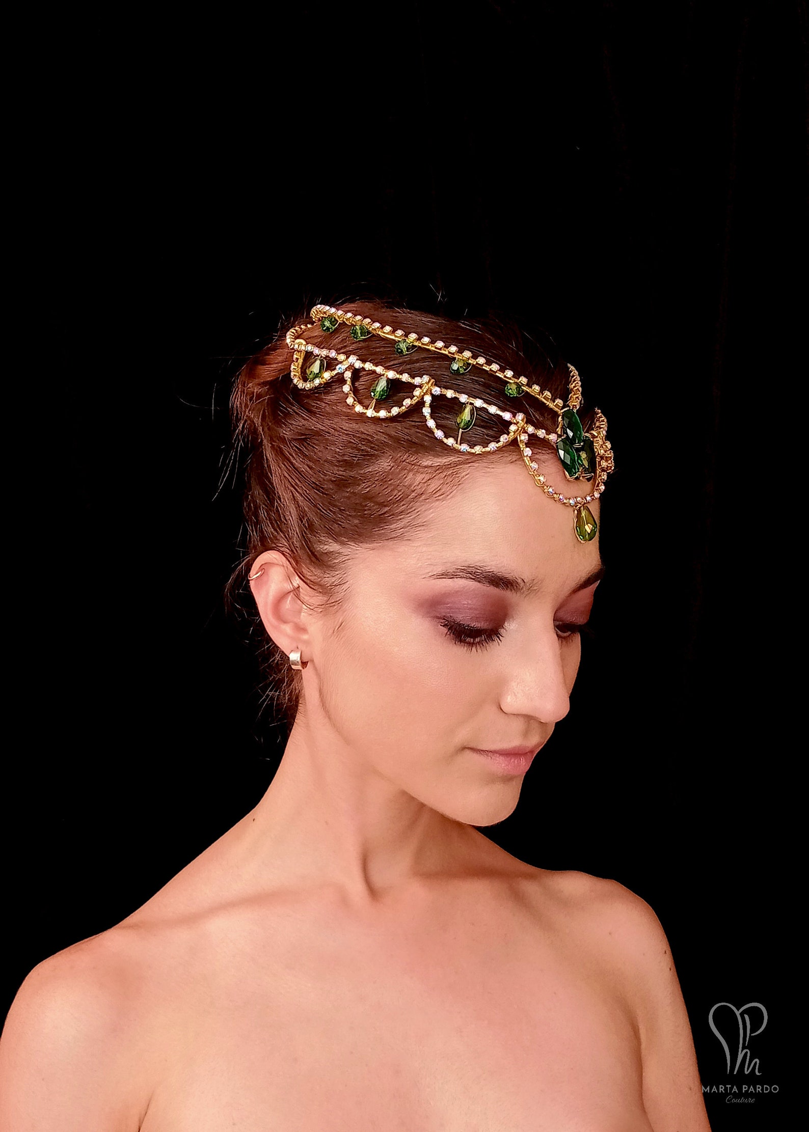 Ballet Headpiece LIDIA Customizable - Gold/silver Wire, Crystal Chain ...