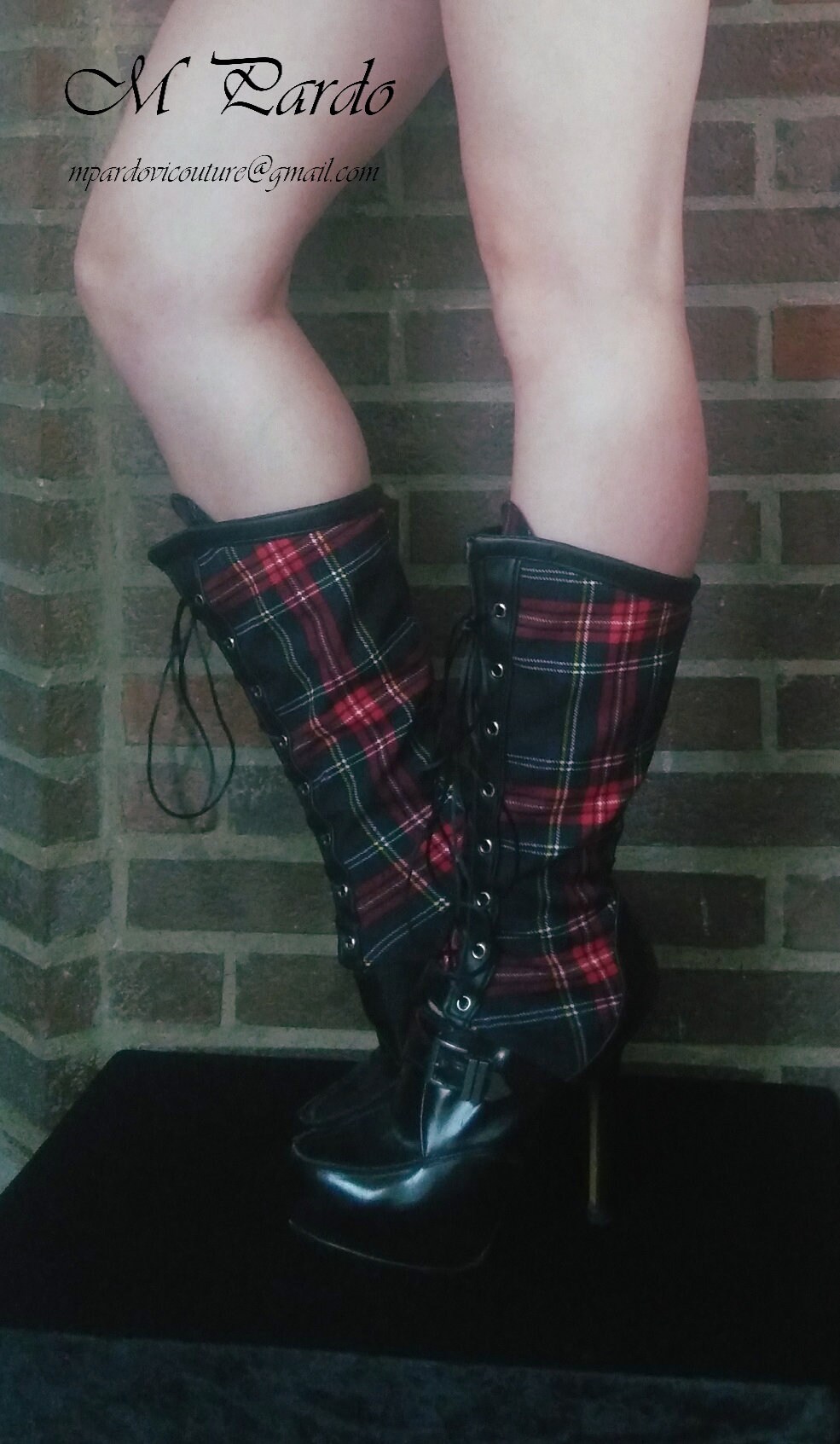 Steampunk Spats Black Red Tartan, Faux Leather Gothic Steampunk Spats ...