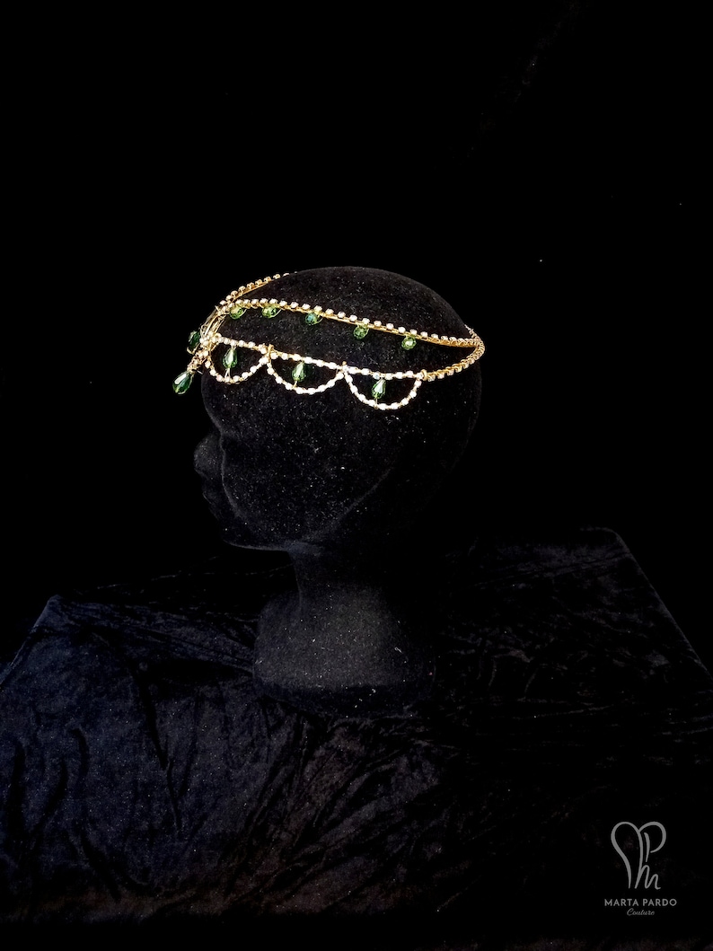 Ballet Headpiece LIDIA Customizable - Gold/silver Wire, Crystal Chain ...