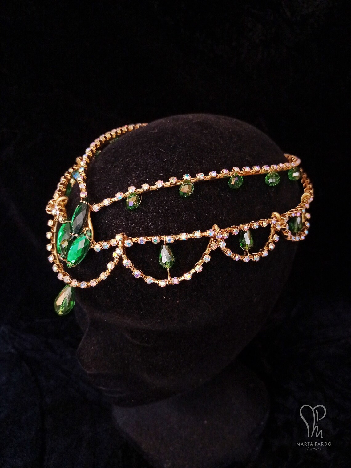 Ballet Headpiece LIDIA Customizable - Gold/silver Wire, Crystal Chain ...