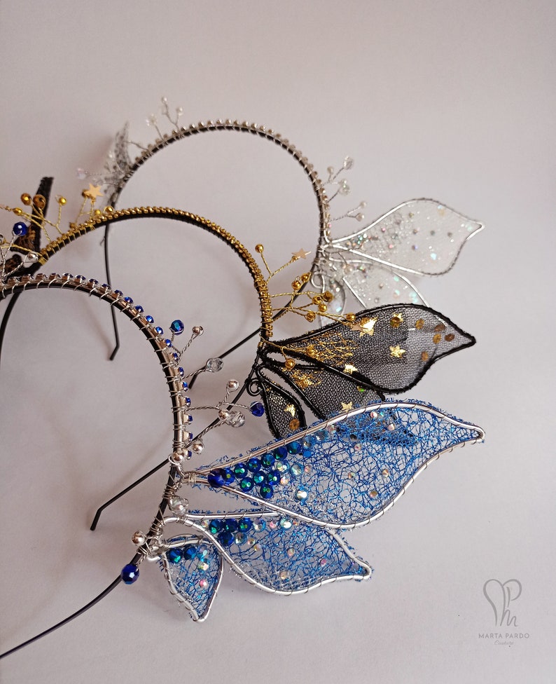 Fairy Wings EVA Tiara silver Wire Blue Glitter Net - Etsy
