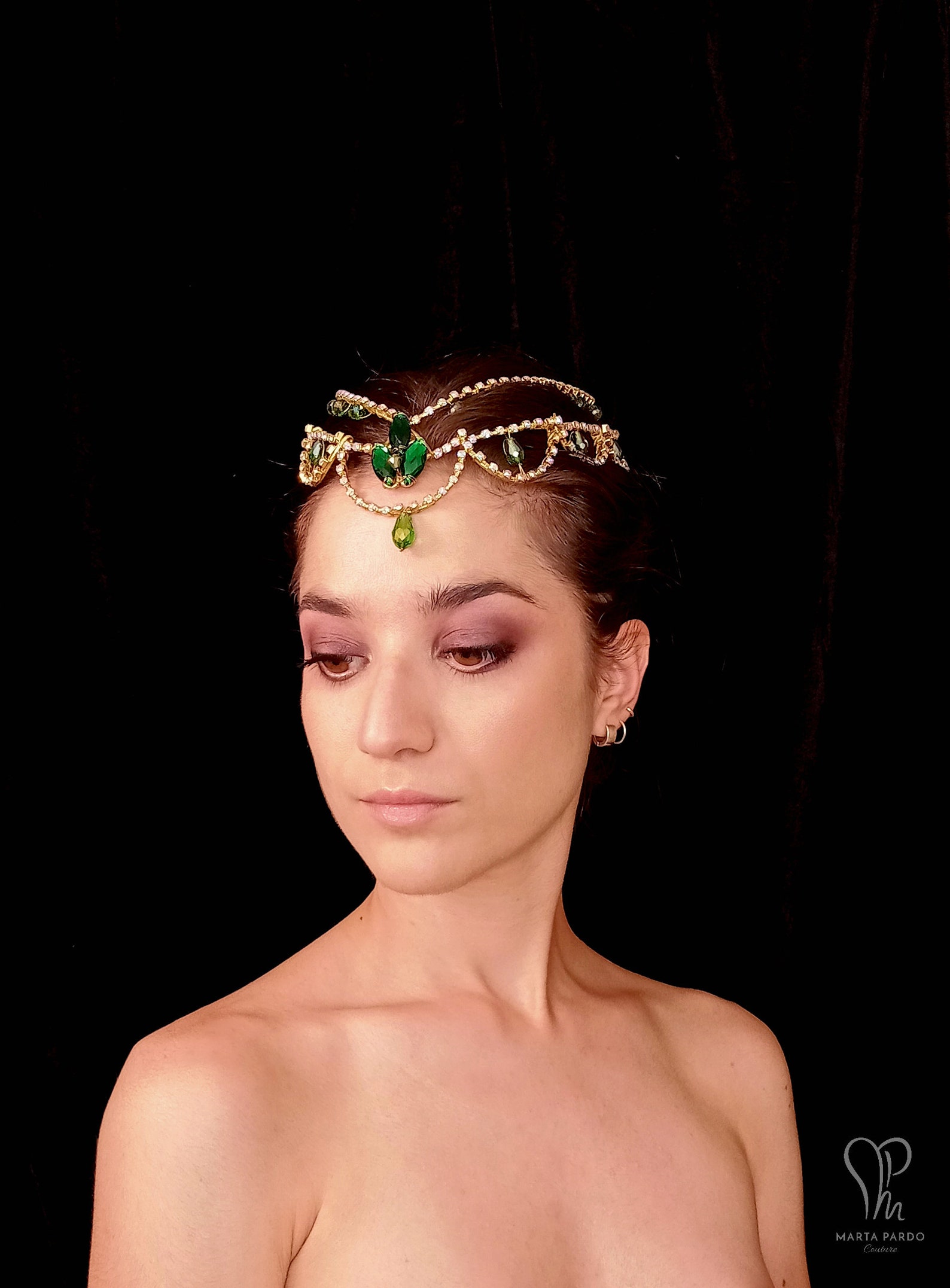 Ballet Headpiece LIDIA Customizable - Gold/silver Wire, Crystal Chain ...