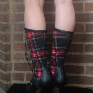 Steampunk Spats Black Red Tartan, Faux Leather Gothic Steampunk Spats ...