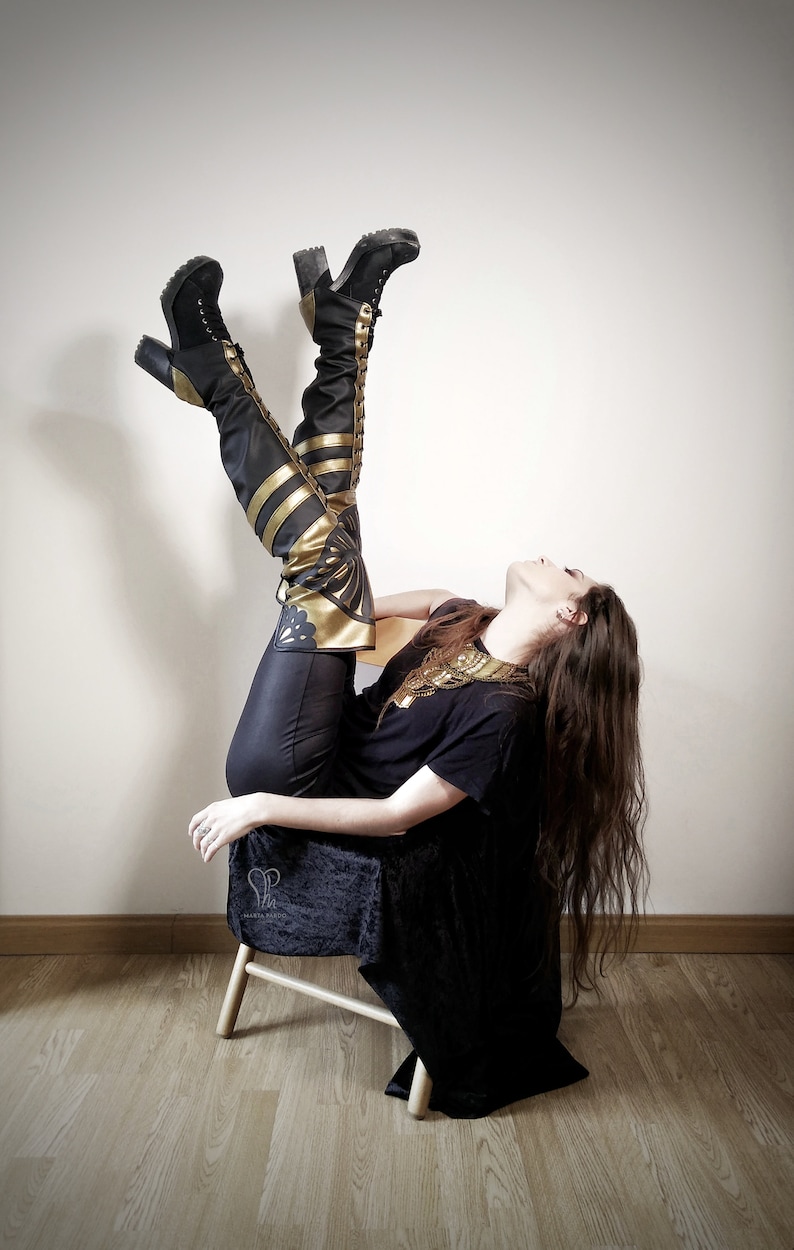 Spats Black Gold Pleather Thigh High Spats Ancient Egypt - Etsy