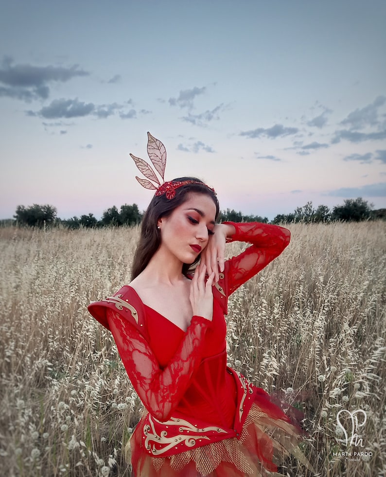 Sample Corset Costume FIRE FAIRY - Red & Gold, Including Bodysuit With ...
