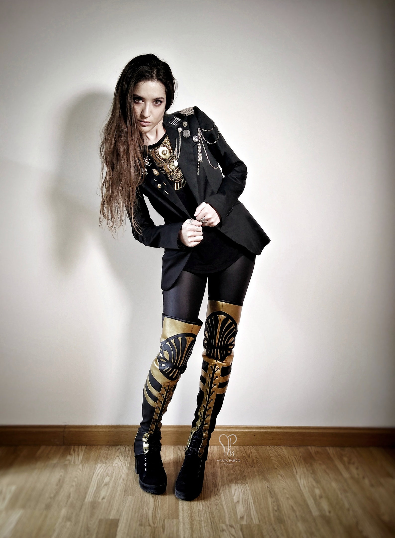 Spats Black Gold Pleather Thigh High Spats Ancient Egypt - Etsy