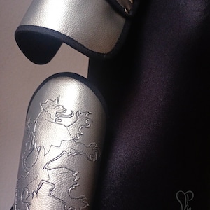 Shoulder Piece JOAN With Bracers - Silver Faux Leather Shoulder Armor ...