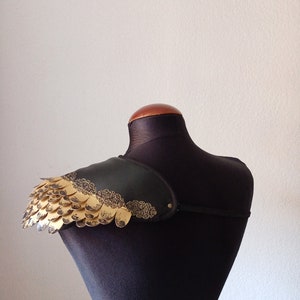 Shoulder Piece MEGAN Customizable - Black Pleather. Gold/black Scales ...
