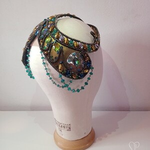 AZAM Headpiece: Ooak, Ready to Ship -black Wire, Teal/green/blue ...