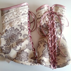 Steampunk Spats Beige Purple Brocade Pink Accents Bobbin - Etsy