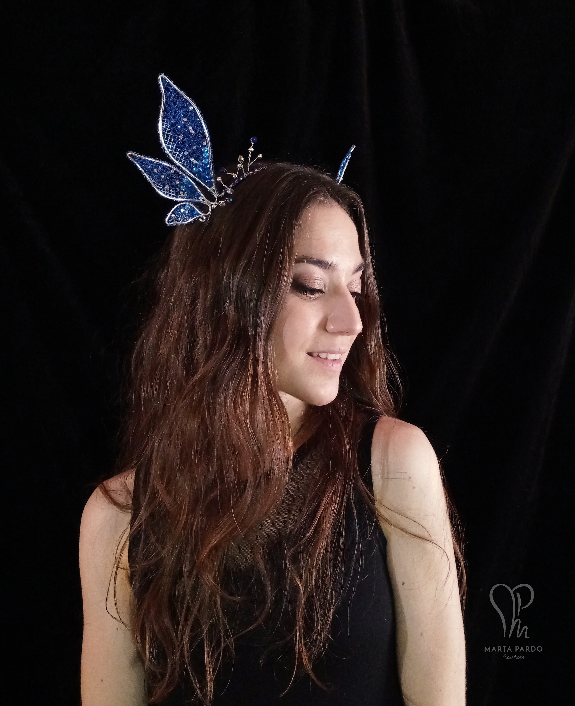 Fairy Wings EVA Tiara silver Wire, Blue Glitter Net, Iridescent ...