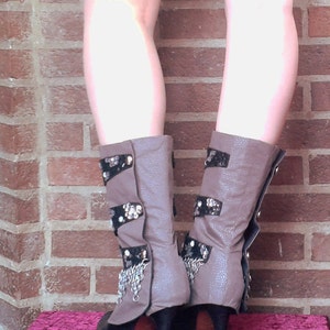 SALE Steampunk Spats Chainmail, Sequin Straps, Silver Buttons Side ...