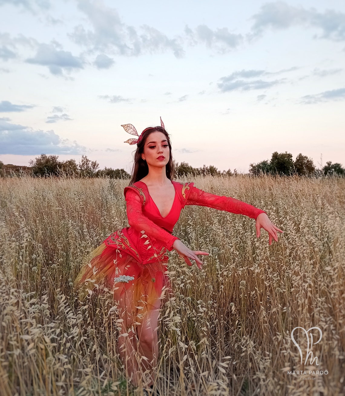 Sample corset costume FIRE FAIRY red corset costume bodysuit | Etsy