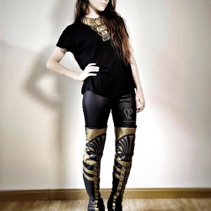 Spats Black Gold Pleather Thigh High Spats Ancient Egypt Greaves ...