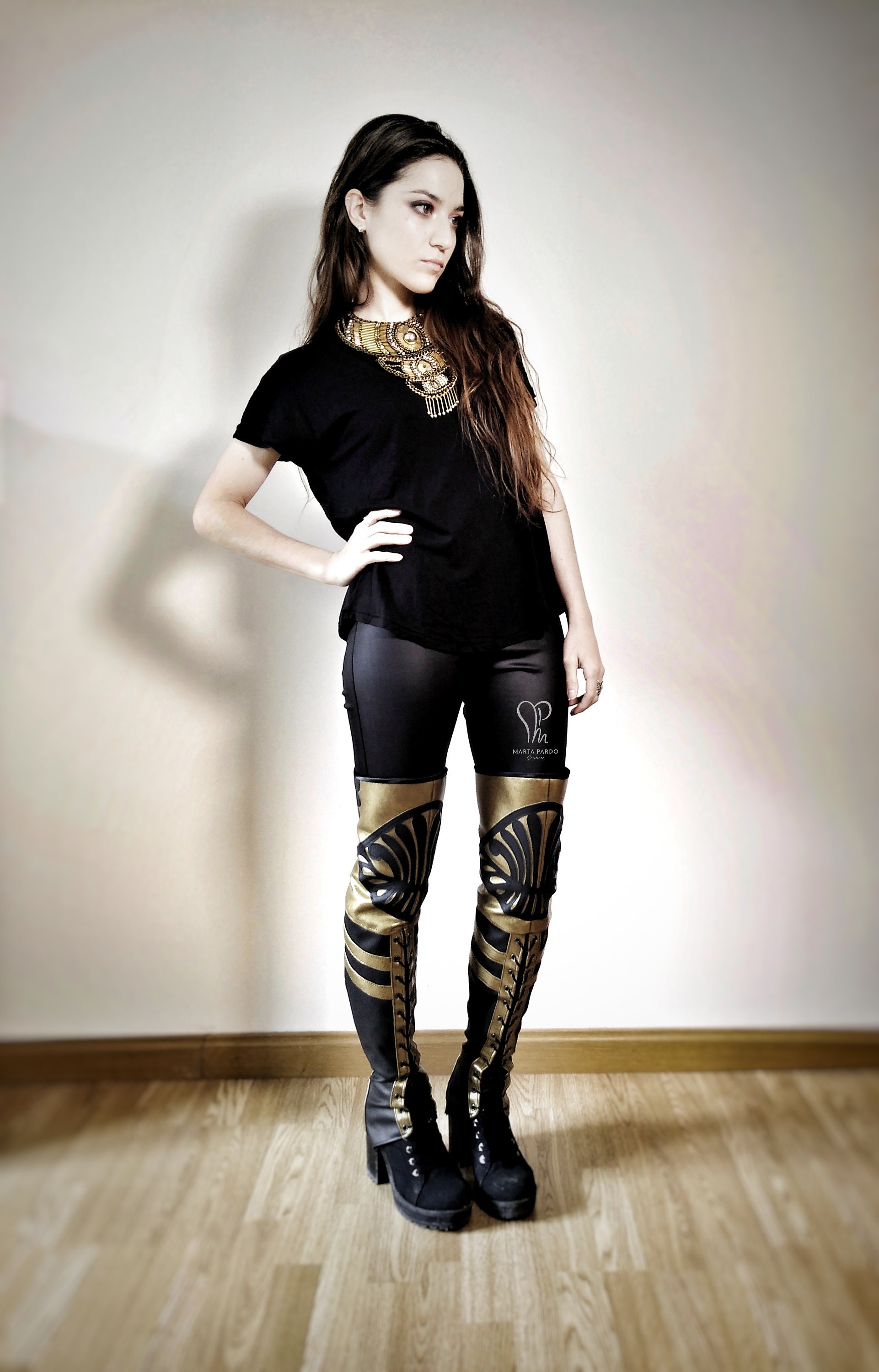 Spats Black Gold Pleather Thigh High Spats Ancient Egypt | Etsy