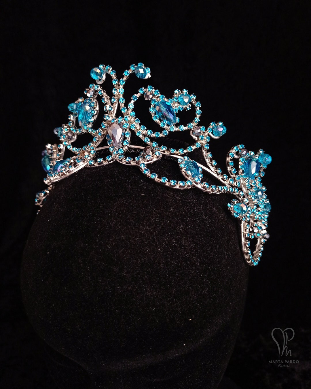 Ballet Tiara MAR - Turquoise: Silver Wires, Crystal Chain - Medora ...
