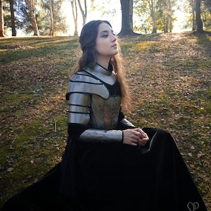 Shoulder Piece JOAN With Bracers - Silver Faux Leather Shoulder Armor ...