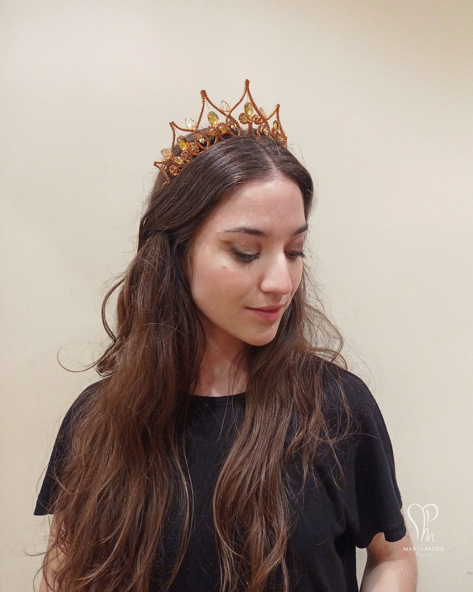 Fantasy Tiara Ooak orange Yellow Crystals, Gold Wire, Amber Crystal ...