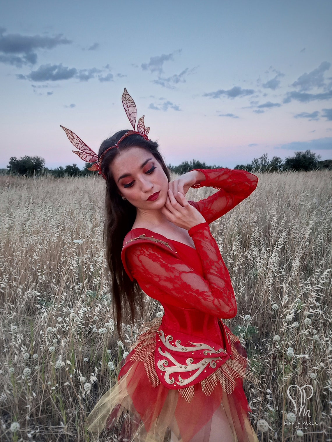 Sample corset costume FIRE FAIRY red corset costume bodysuit | Etsy