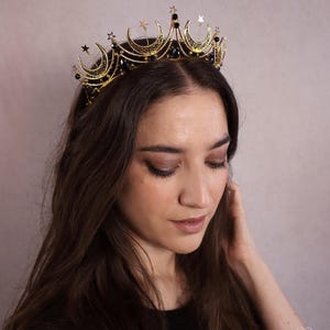 Fantasy Tiara MONA Customizable - Gold Moons & Stars, Teal/red/black ...