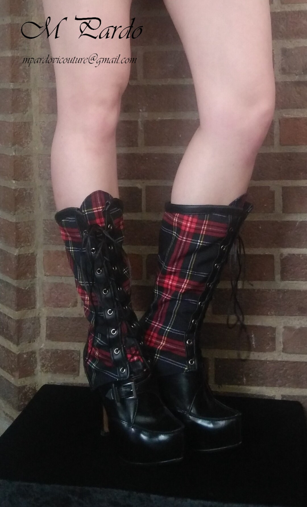 Steampunk Spats Black Red Tartan, Faux Leather Gothic Steampunk Spats ...