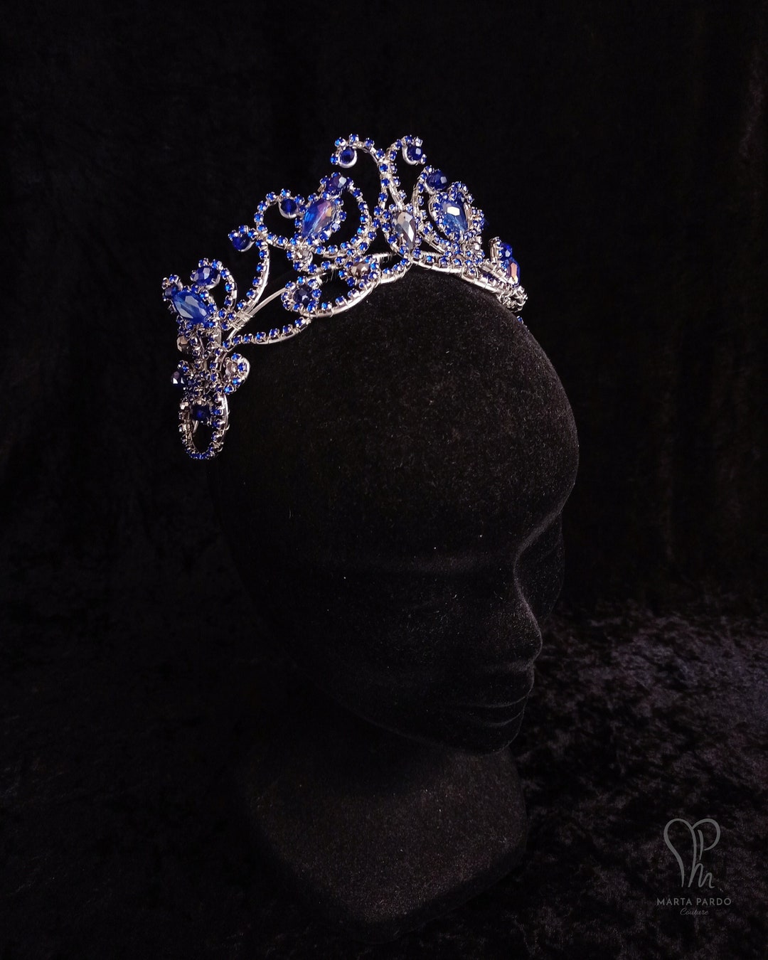 Ballet Tiara MAR - Royal Blue: Silver Wires, Crystal Chain - Medora ...