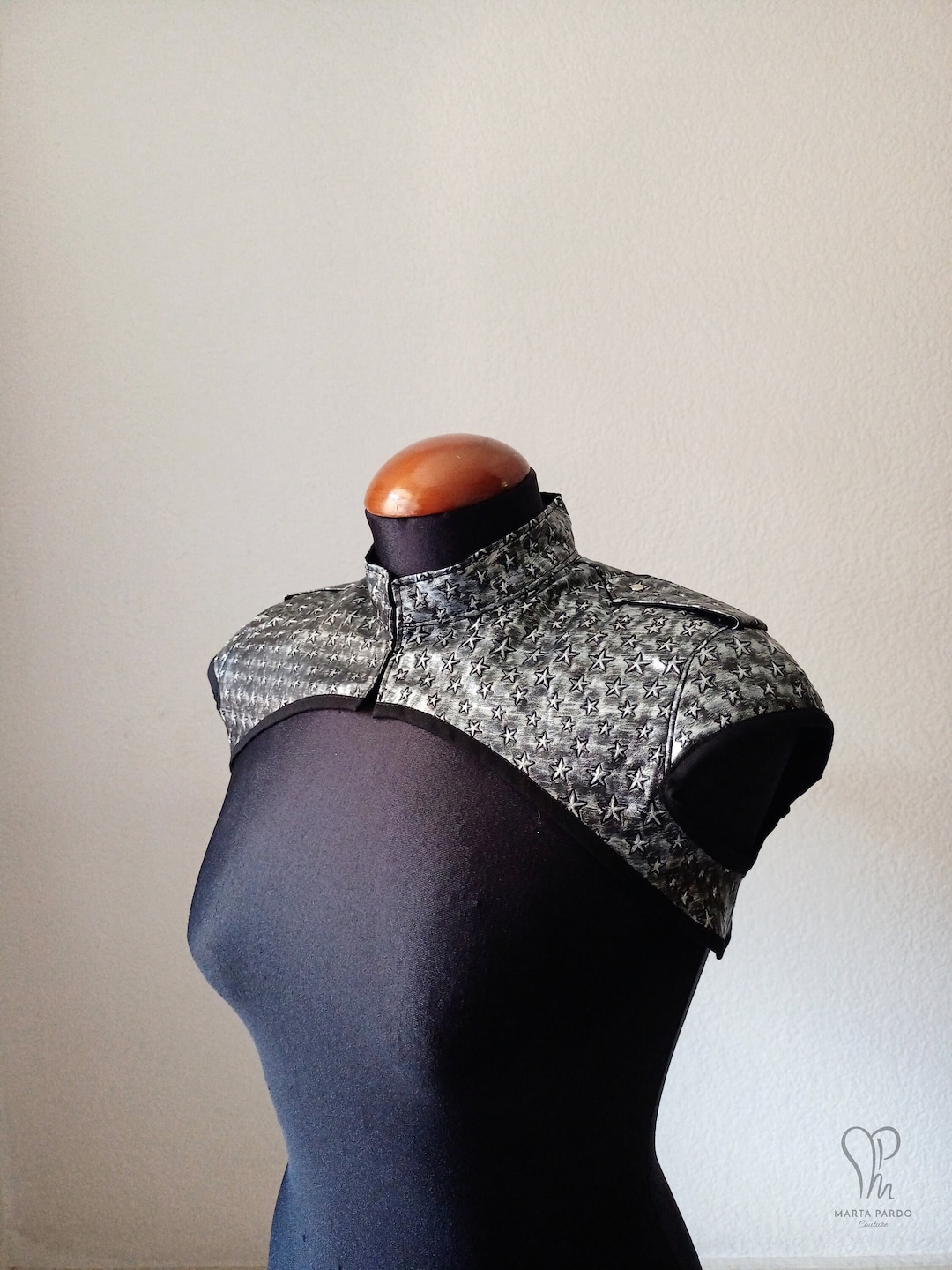 Bolero - Starry Silver Pleather, Black Cotton Lining - Rocker, Goth ...