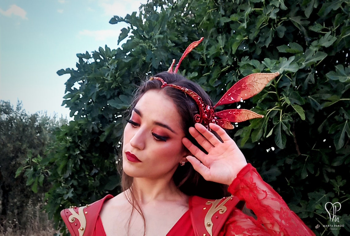 Sample corset costume FIRE FAIRY red corset costume bodysuit | Etsy