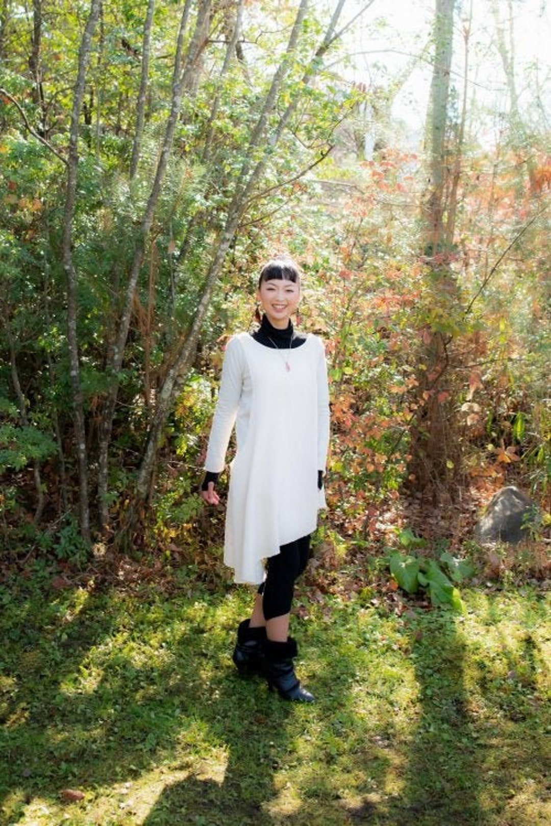 Double Layered Set:hemp, Cotton Asymmetrical Tunic With Hemp/cotton ...