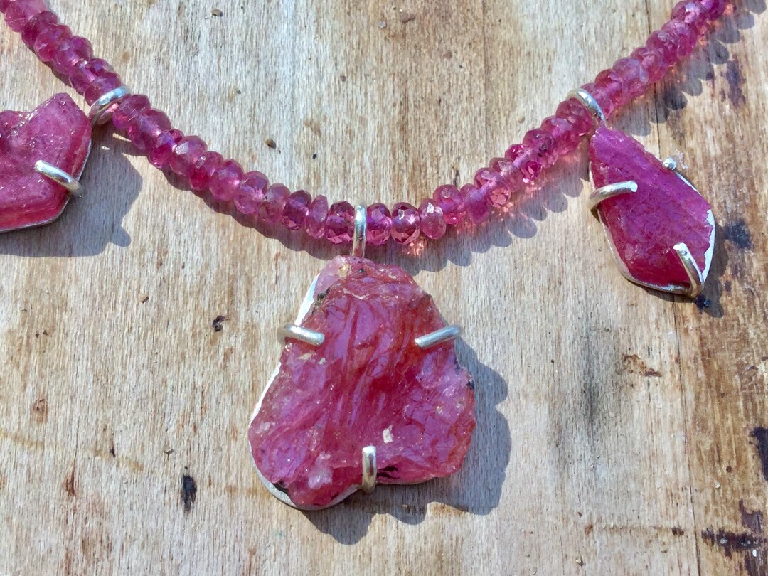 Pink Ruby and Tourmaline Necklace - Etsy