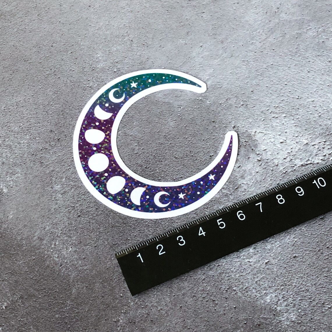Moon Crescent Vinyl Sticker Holographic Sticker White Vinyl - Etsy
