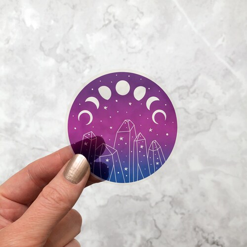 Moon Phases Vinyl Sticker Clear Sticker Glossy Vinyl - Etsy