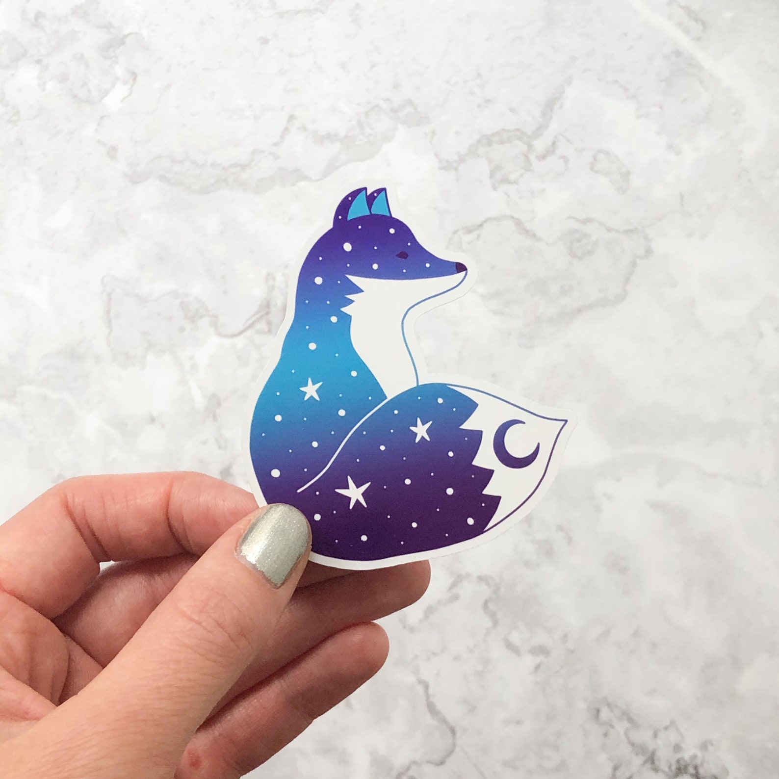 Cosmic Fox Vinyl Sticker, Space Fox Clear Sticker, Ombre Arctic Fox ...