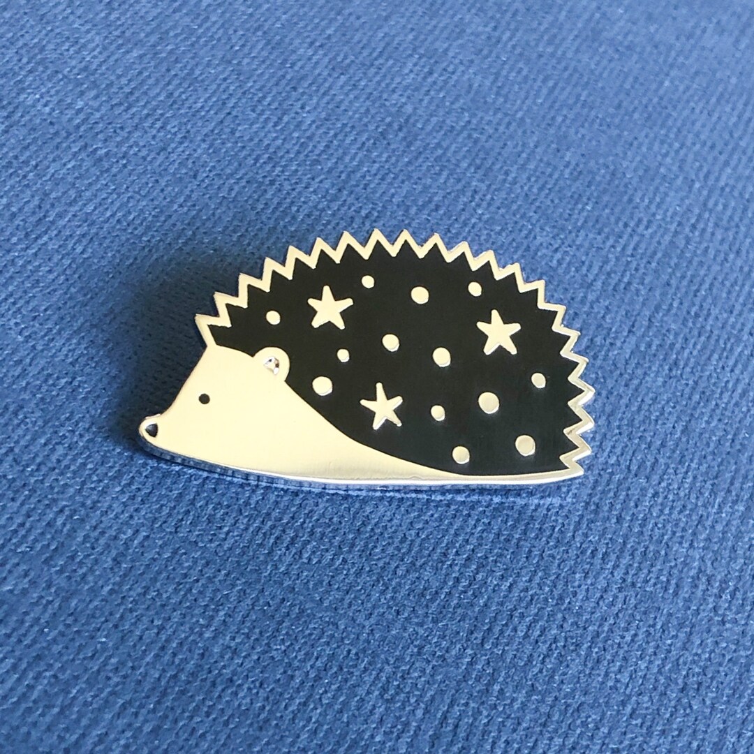 Celestial Hedgehog Enamel Pin Badge, Animal Enamel Lapel Pin, Black ...