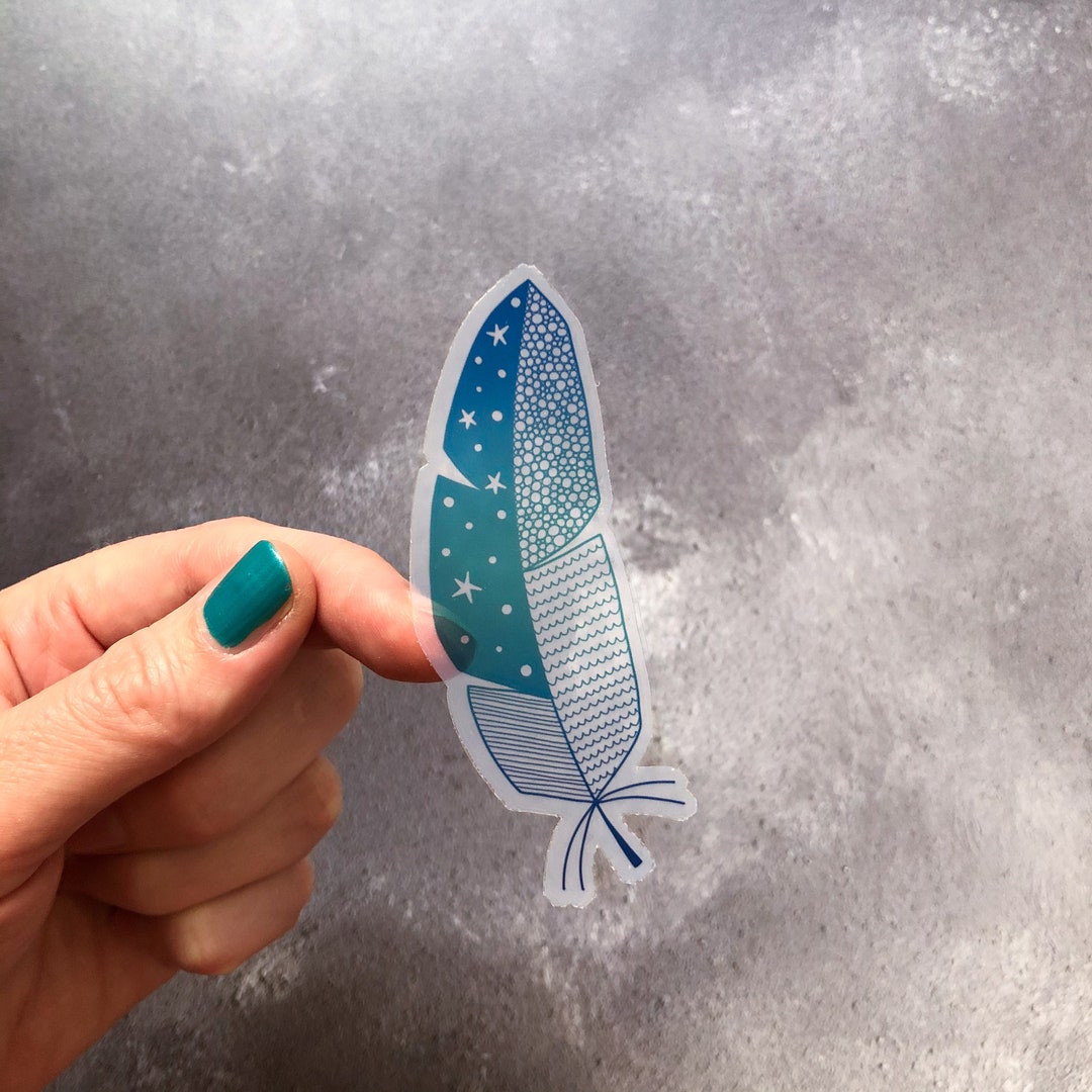 Feather Vinyl Sticker Clear Sticker Glossy Vinyl Sticker - Etsy
