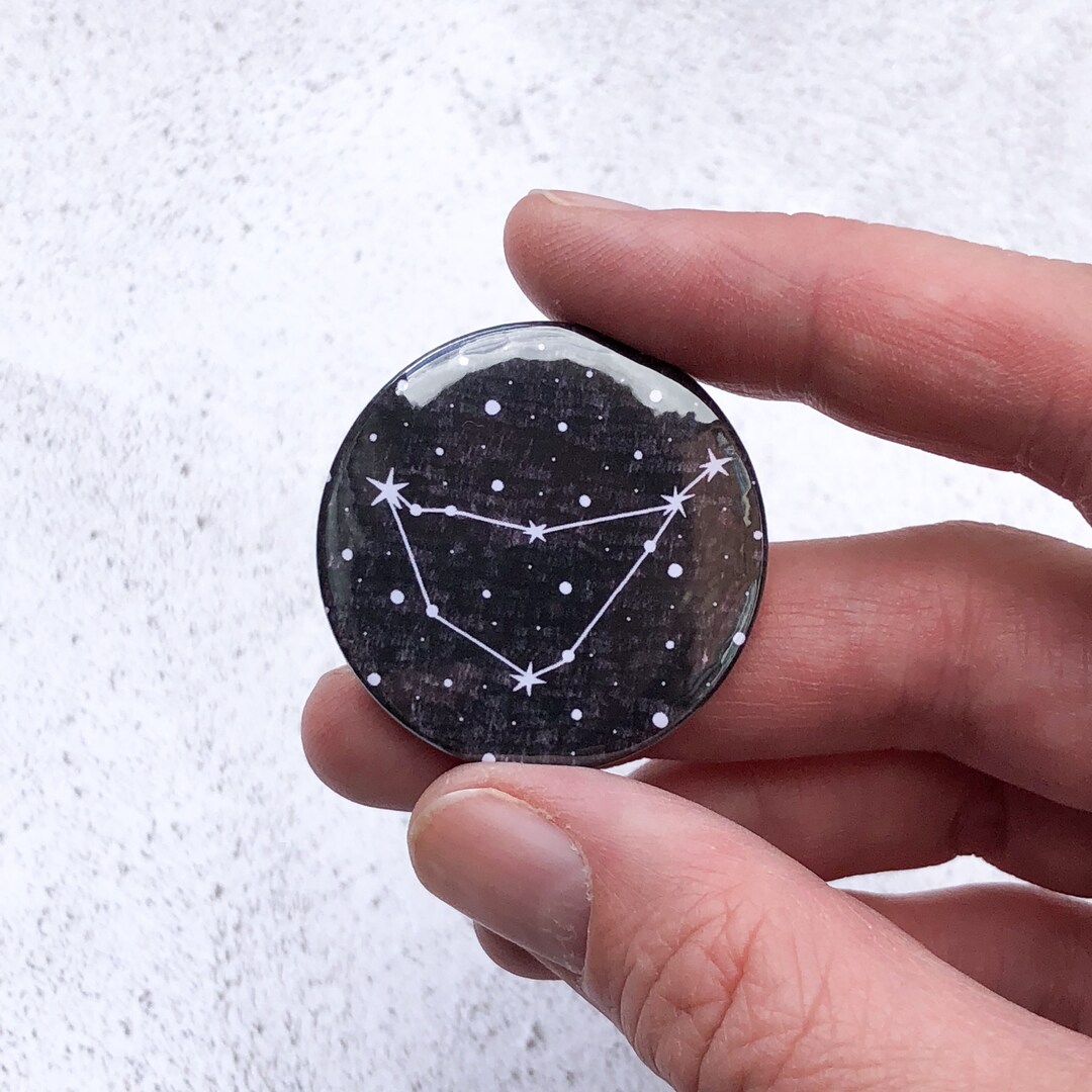 Zodiac Badge, Star Sign Button Badge, 38mm Astronomy Round Badge ...