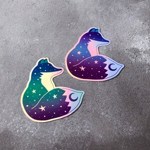 Cosmic Fox Vinyl Sticker, Space Fox Clear Sticker, Ombre Arctic Fox ...