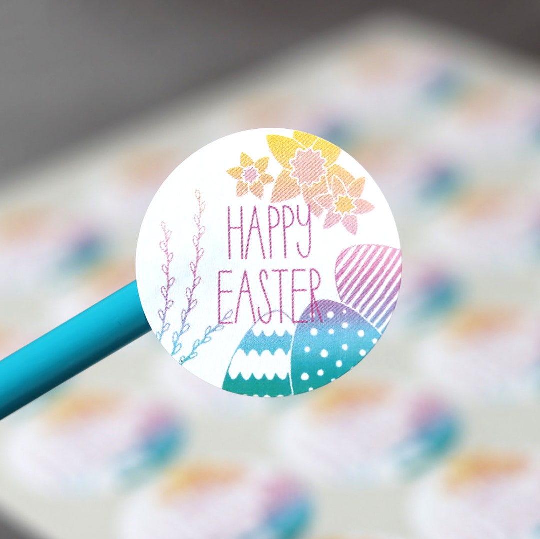 Happy Easter Stickers, Easter Sticker Sheet With 35 Round Stickers ...